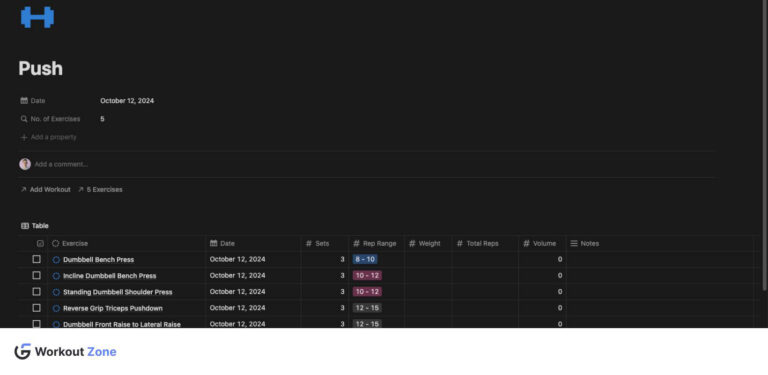 6 Workout Templates for Notion