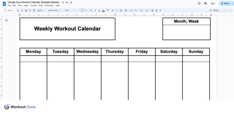 5 Workout Calendar Templates: PDF, Excel, Google Sheets, Word, Google Docs