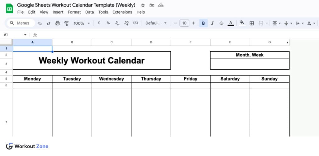 5 Workout Calendar Templates: PDF, Excel, Google Sheets, Word, Google Docs